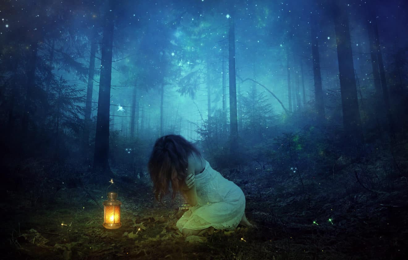 Create a Magical and Emotional Forest Scene of a Lost Girl in Photoshop ...